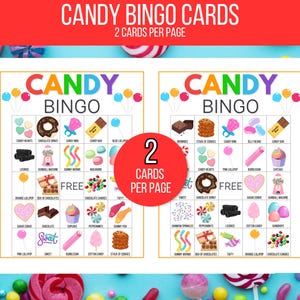Candy Bingo, 30 Printable Candy Bingo Cards, Sweet Treats Bingo, Candy ...