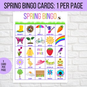 Printable Spring Bingo 30 Spring Bingo Cards Spring Activity - Etsy