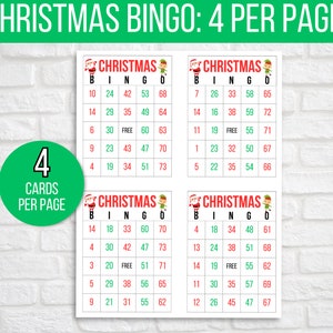 300 Christmas Bingo Cards, 1, 2, or 4 per Page, Christmas Party Game ...