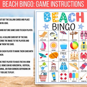 Beach Bingo, 60 Beach Bingo Cards, Summer Bingo, Fun in the Sun Bingo ...