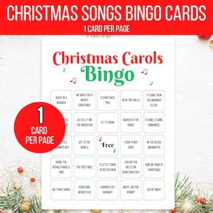 Christmas Carol Bingo, 50 Printable Christmas Carol Bingo Cards ...
