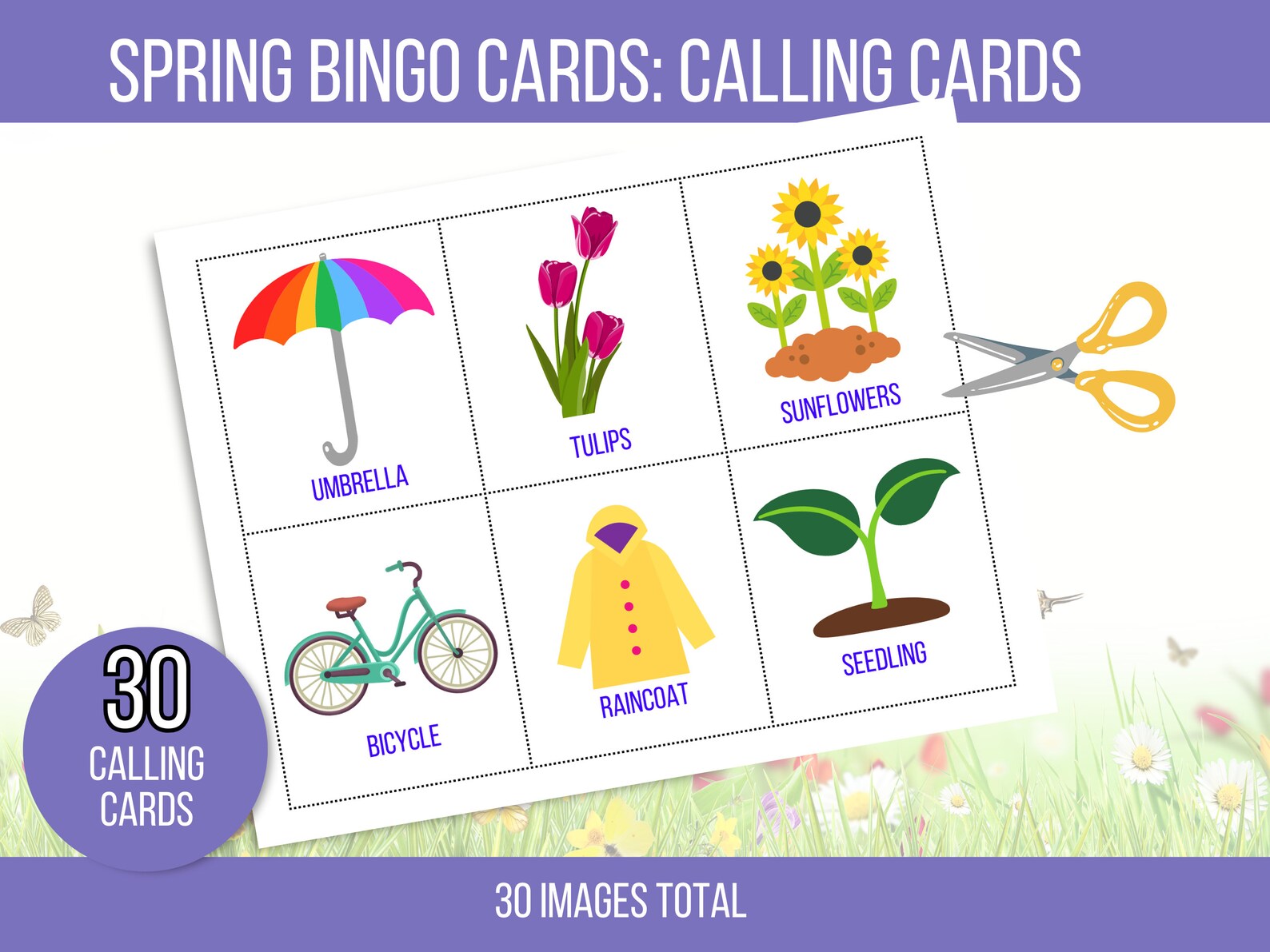 Printable Spring Bingo, 30 Spring Bingo Cards, Spring Activity for Kids ...
