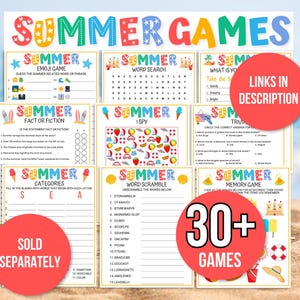 Summer Bingo, 60 Summer Bingo Cards, Summer Game, Summer Activity, Kid ...