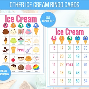 Ice Cream Bingo, 50 Printable Ice Cream Bingo Cards, Ice Cream Birthday ...
