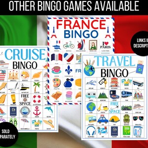 Italy Bingo, 60 Italy Travel Bingo Cards, Travel Bingo, Italian Bingo ...