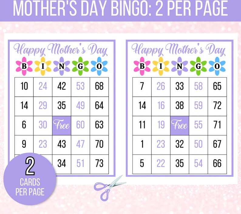 Mother's Day Bingo, 200 Mother's Day Bingo Cards, Mother's Day Activity ...