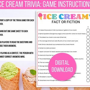 Ice Cream Trivia Game, Ice Cream Game, Ice Cream Social Game,ice Cream ...