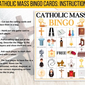 Catholic Mass Bingo, First Communion Bingo, 50 Catholic Mass Bingo ...