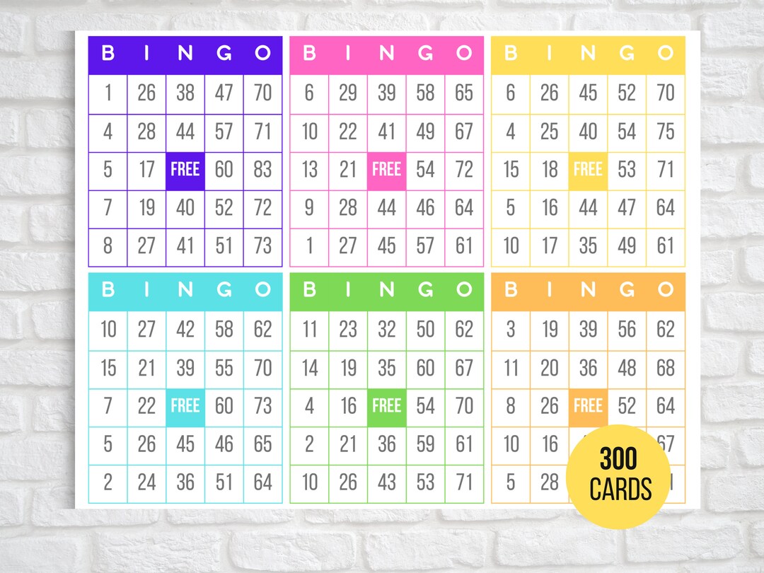 300 Bingo Cards, 6 per Page, Fun Party Game, Classroom Activity, Bingo ...