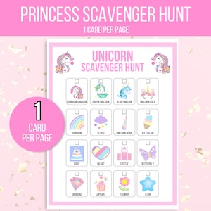 Unicorn Scavenger Hunt, Printable Unicorn Party Game, Unicorn Birthday ...