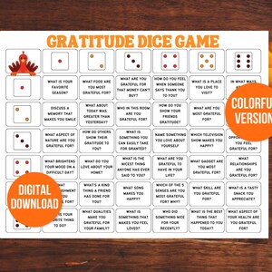 Thanksgiving Gratitude Dice Game, Thanksgiving Games, Thanksgiving ...