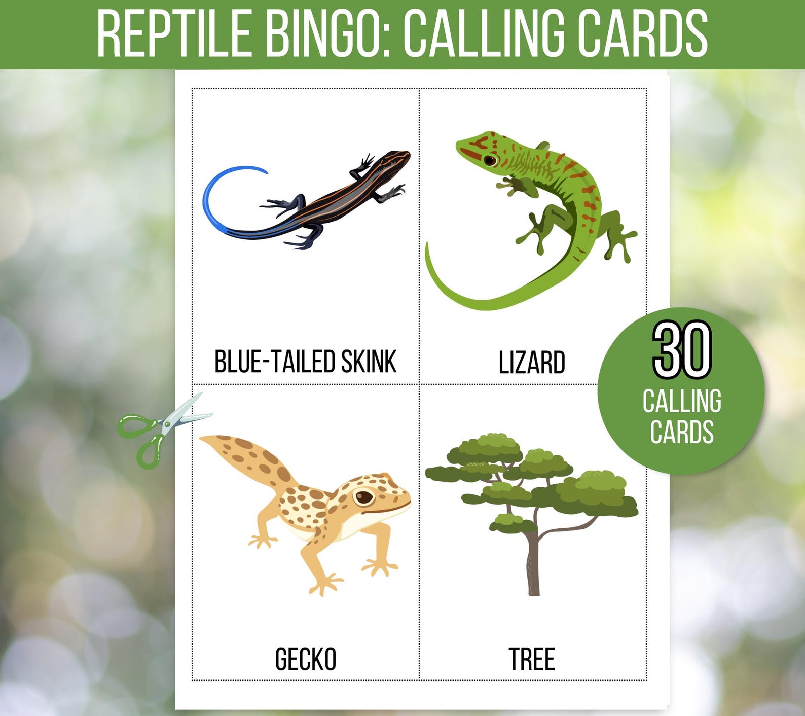 Reptile Bingo, 30 Printable Reptile Bingo Cards, Reptile Party Game ...