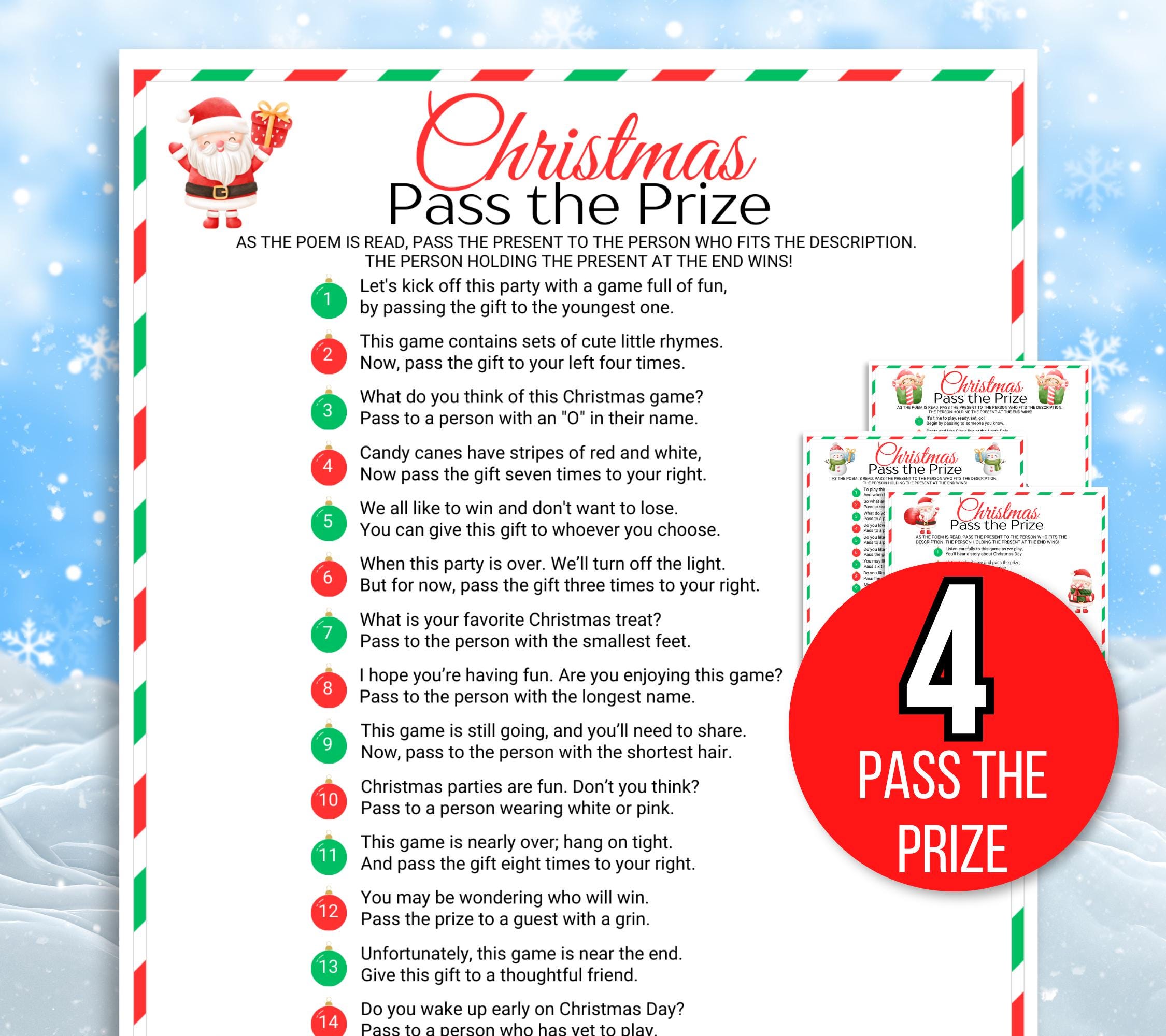 Christmas Pass the Parcel Game, Pass the Prize Game, Christmas Party ...