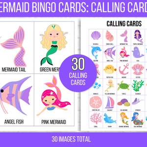 Mermaid Bingo, 30 Unique Printable Mermaid Bingo Cards, Mermaid Game ...