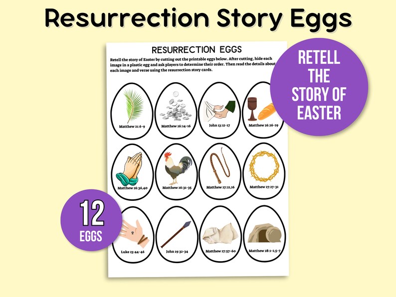 Printable Easter Story, Resurrection Story Cards, Resurrection Eggs ...