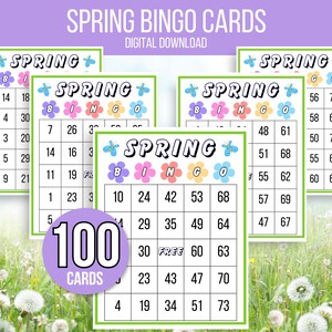 Spring Bingo, 100 Spring Bingo Cards, Spring Carte Bingo, Spring ...