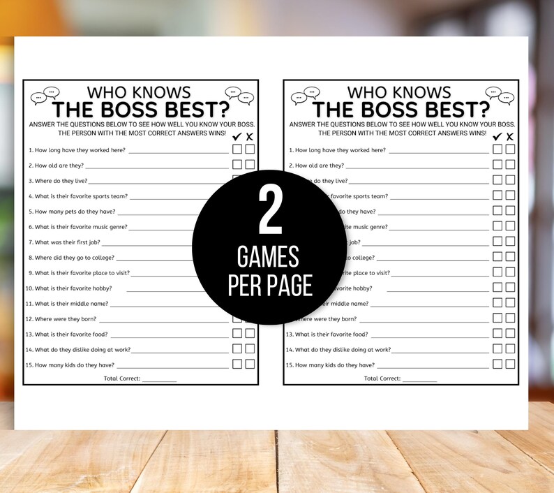Who Knows the Boss Best Game, Team Building Games, How Well Do You Know ...