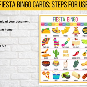 Fiesta Bingo, 30 Printable Fiesta Bingo Cards, Fiesta Activity for Kids ...