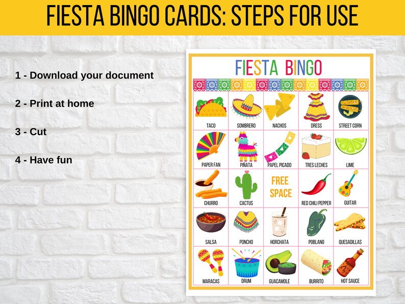 Fiesta Bingo 30 Printable Fiesta Bingo Cards Fiesta Activity - Etsy