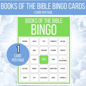 Books of the Bible Bingo, Bible Bingo, 60 Bible Bingo Cards, Bible ...