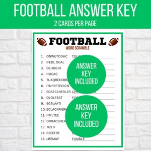 Football Word Scramble, Printable Football Word Scramble, Football ...