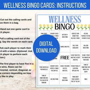 Wellness Bingo, 30 Wellness Bingo Cards, Mindfulness Bingo, Mindfulness Activity, Mindfulness ...