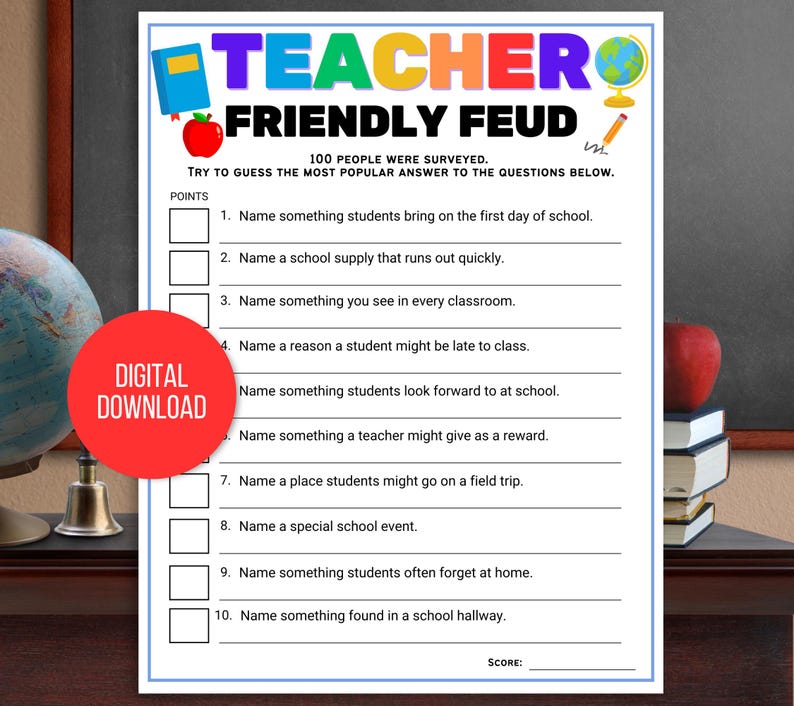 Teacher Family Feud Game, Teacher Friendly Feud Game, Teacher Trivia ...
