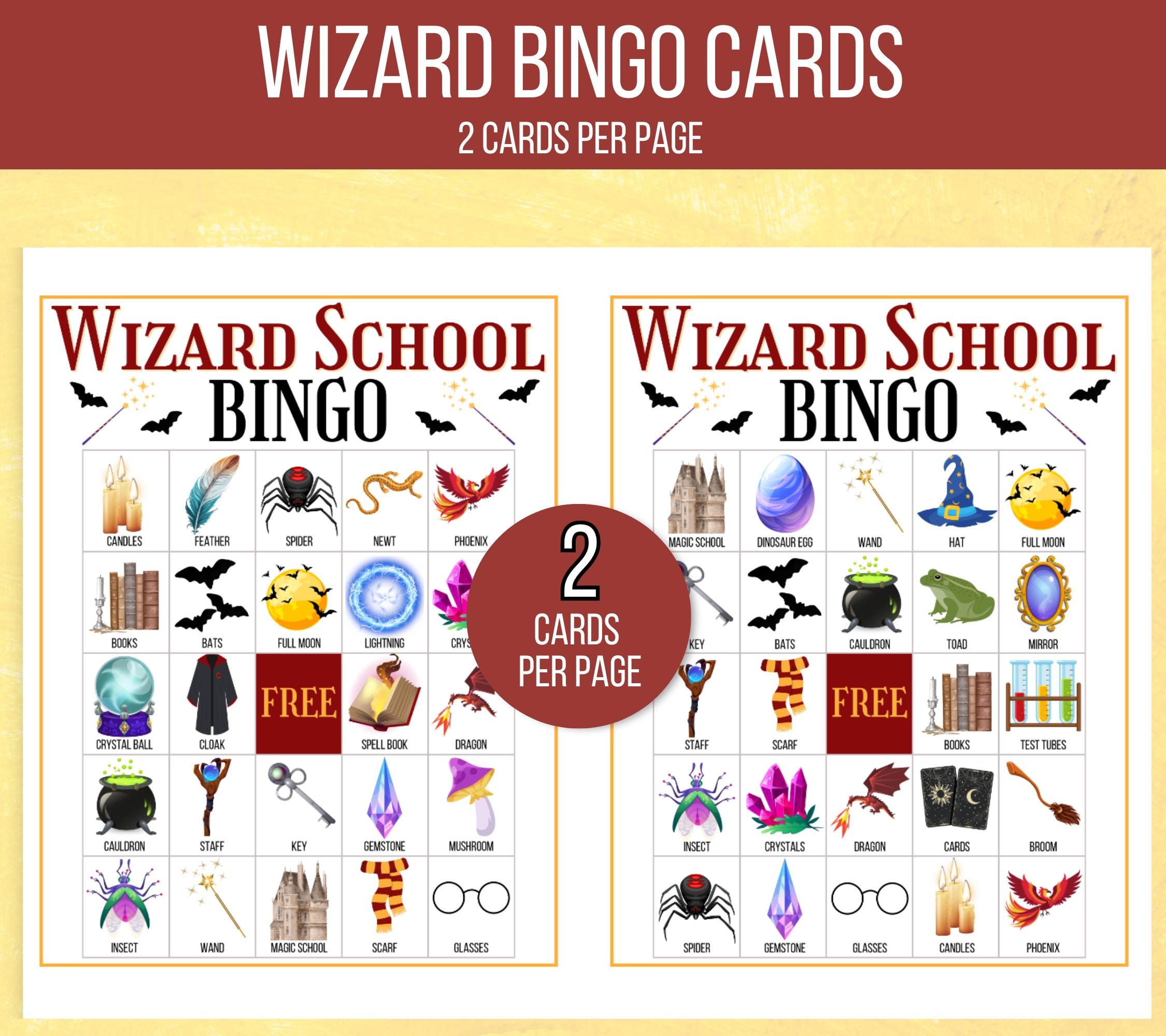 Wizard Bingo, 50 Wizard Bingo Cards, Wizard Party Game, Magic School ...