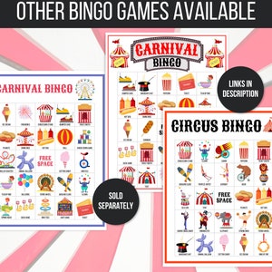 Circus Bingo, 30 Printable Circus Bingo Cards, Circus Party Game ...