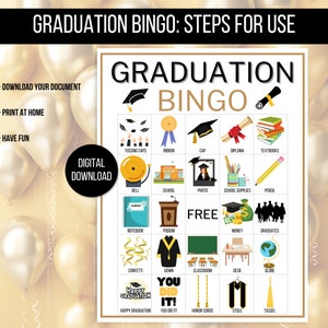 Graduation Bingo, 30 Graduation Bingo Cards, Graduation Activity for ...