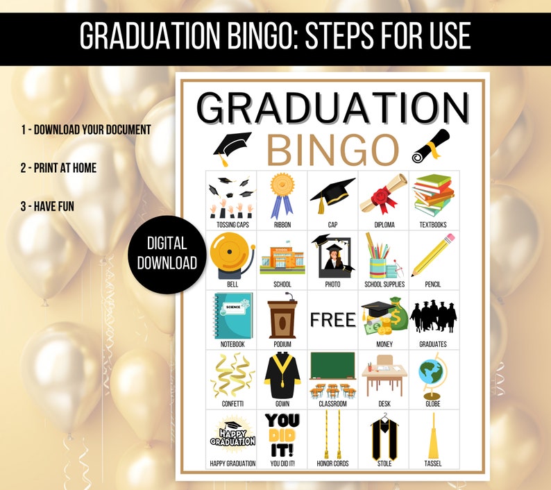 Graduation Bingo, 30 Graduation Bingo Cards, Graduation Activity for ...