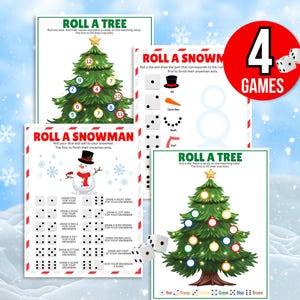 Roll a Christmas Tree Game Printable, Roll a Snowman, Roll a Dice ...