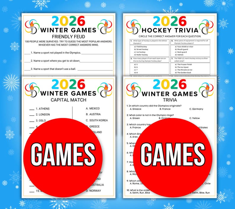 Winter Games Trivia Bundle, Winter Games Bundle, Team USA Watch Party ...