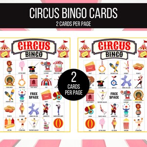 Circus Bingo, 30 Printable Circus Bingo Cards, Circus Party Game ...