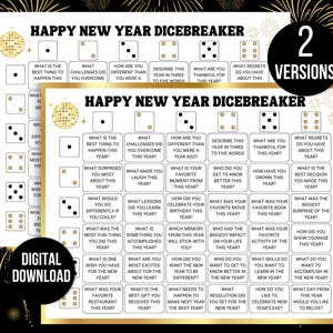 New Years Eve Dicebreaker, New Years Dicebreaker, New Years Icebreaker ...