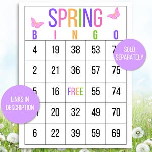 Spring Bingo, 100 Spring Bingo Cards, Spring Carte Bingo, Spring ...