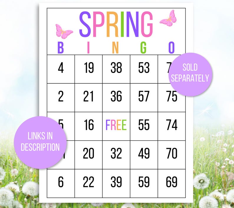 Spring Bingo, 100 Spring Bingo Cards, Spring Carte Bingo, Spring ...