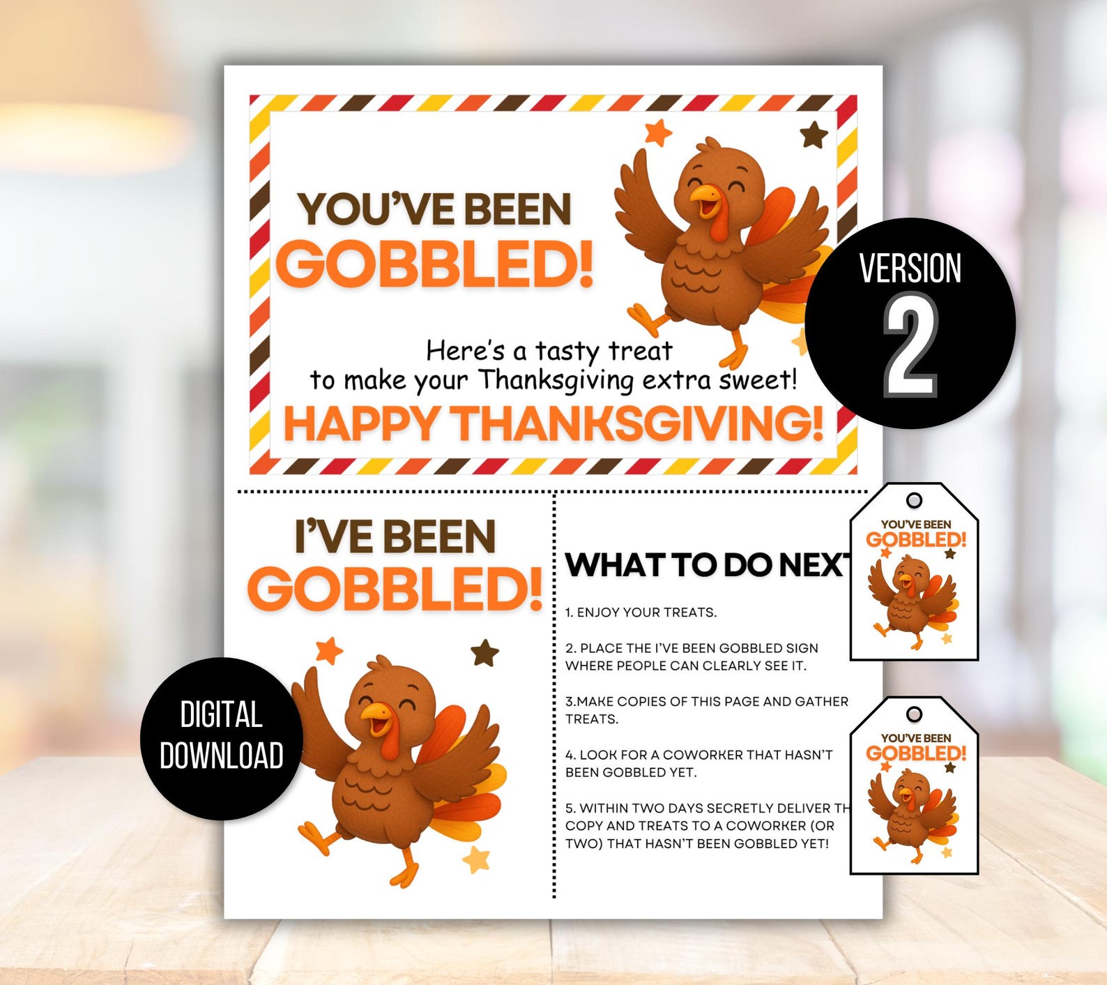 You've Been Gobbled Printable Thanksgiving Kit, I've Been Gobbled ...