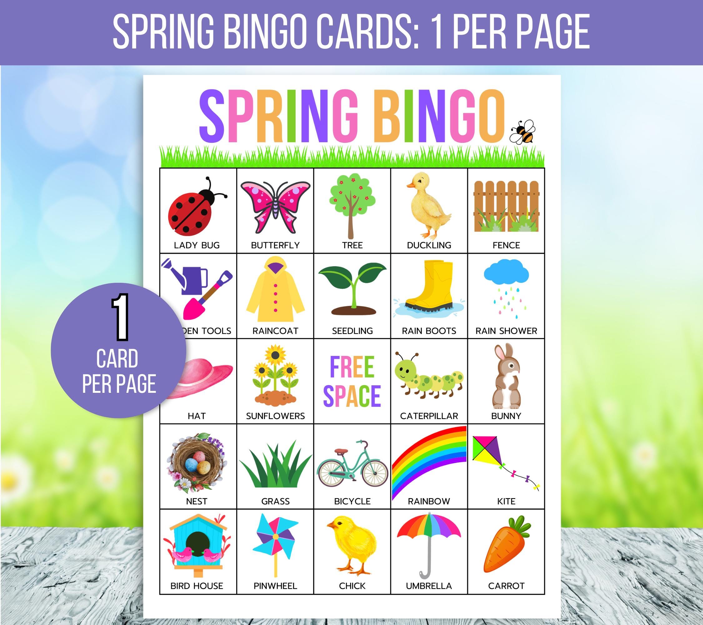Printable Spring Bingo, 30 Spring Bingo Cards, Spring Activity for Kids ...