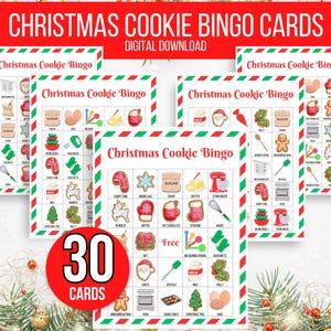 Christmas Bingo, 30 Baking Bingo Cards, Christmas Cookie Bingo Cards ...