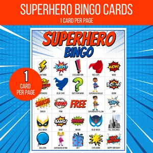 Superhero Bingo, 30 Superhero Bingo Cards, Superhero Game, Superhero ...
