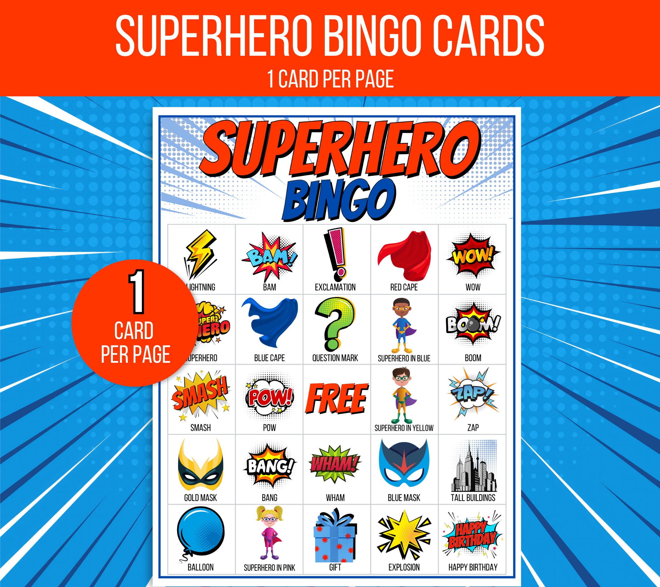 Superhero Bingo, 30 Superhero Bingo Cards, Superhero Game, Superhero ...