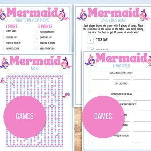 Mermaid Games Printable Bundle, Mermaid Activities, Girls Mermaid Games ...