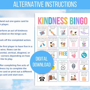 Kindness Bingo, 30 Kindness Bingo Cards, Acts of Kindness Bingo, Kid's ...