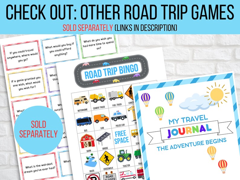 Kids Road Trip Games Printable Travel Activities Road Trip - Etsy