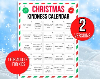 Acts of Kindness Advent Calendar Christmas Activity Calendar - Etsy