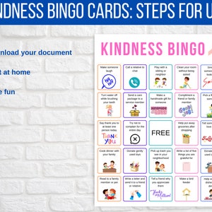 Kindness Bingo, 3 Kindness Bingo Cards, Acts of Kindness Bingo, Kid's ...