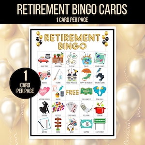 Retirement Bingo, 50 Retirement Bingo Cards, Retirement Activity ...