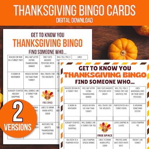 Thanksgiving Get to Know You Bingo, Find Someone Who Bingo, Find the ...