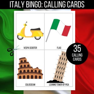 Italy Bingo, 50 Italy Travel Bingo Cards, Travel Bingo, Italian Bingo ...